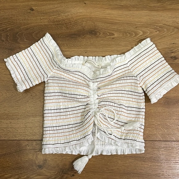 The Impeccable Pig | Tops | Impeccable Pig M Striped Gathered Crop Top ...